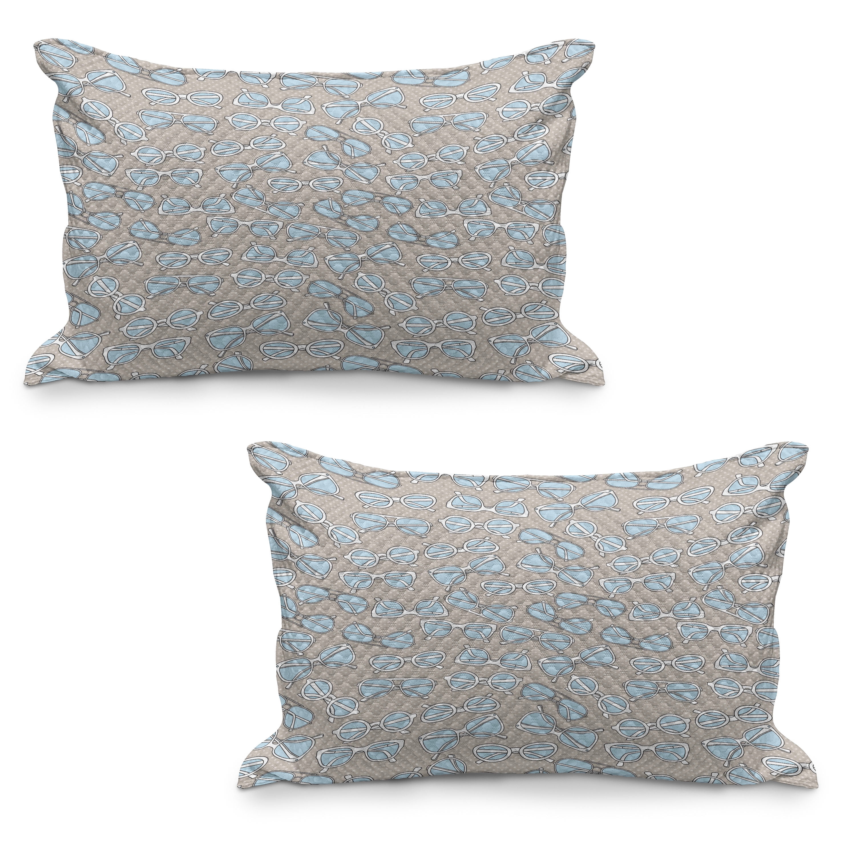 Retro Quilted Pillowcover Set of 2, Vintage Hipster Glasses Pattern on ...