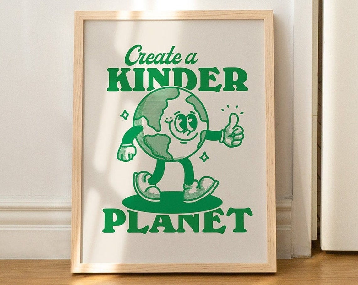 Retro Quote Art Print, Planet Earth Illustration, Trendy 70S Poster Print, A3 A4 A2 Wall Decor ...
