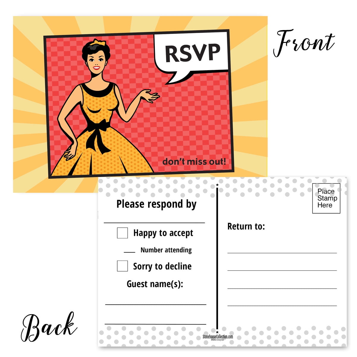 Retro RSVP Postcards - Reply Cards - Set of 40 Postcards - Walmart.com
