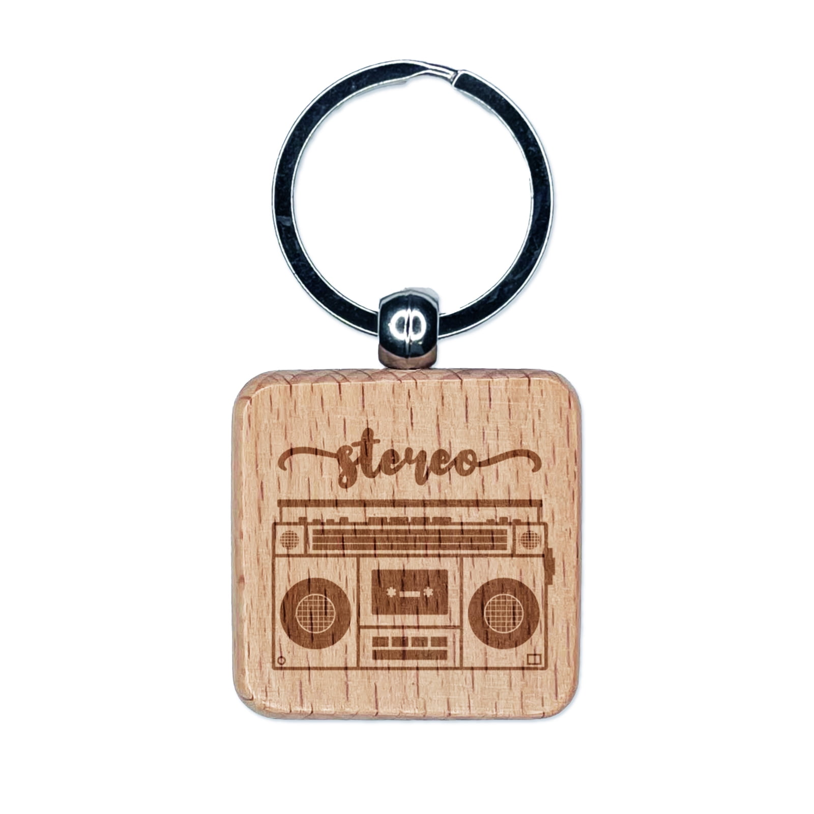 Retro Radio Stereo Cassette Player Boombox Square Keychain Charm Tag ...