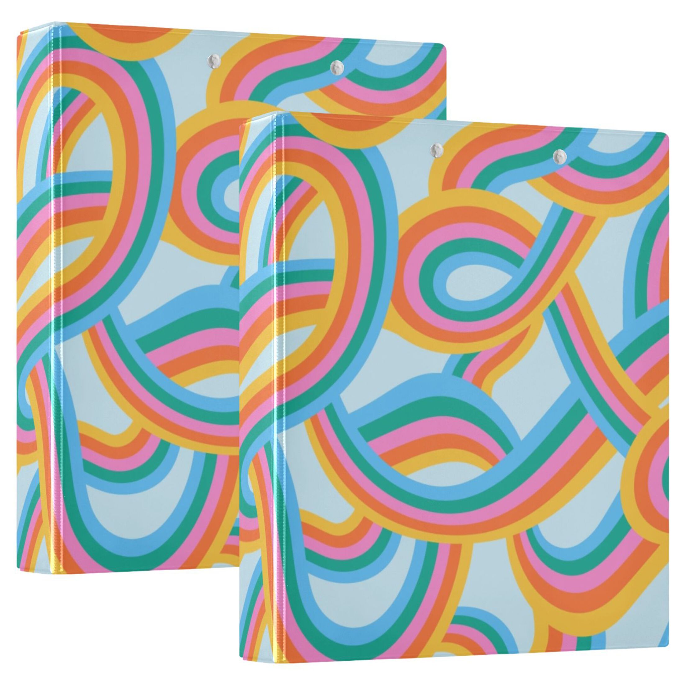 Retro Rainbow Abstract Hardcover 3 Ring Binder 1.5 inch Round Rings ...