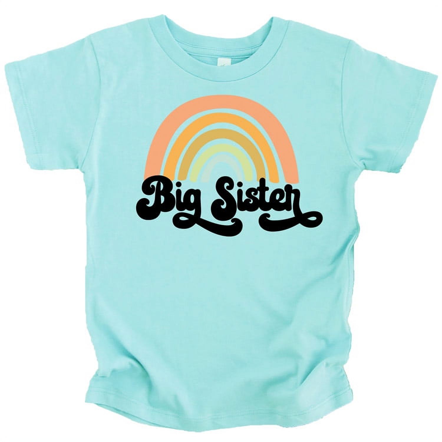 Retro Rainbow Big Sister Sibling Reveal Announcement Shirt for Baby and ...