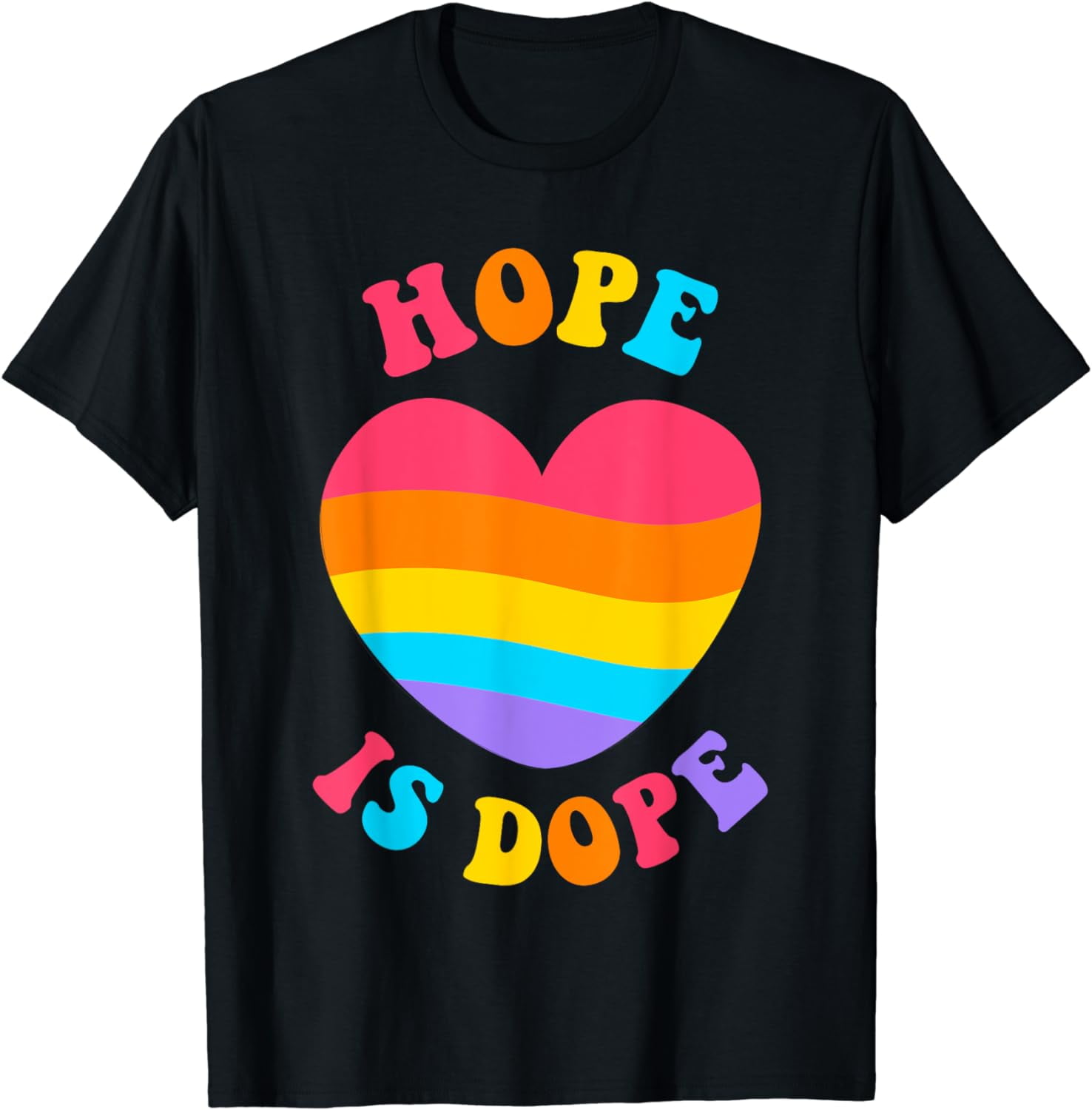 Retro Rainbow Heart Hope is Dope Pride Shirt Men Women T-Shirt ...