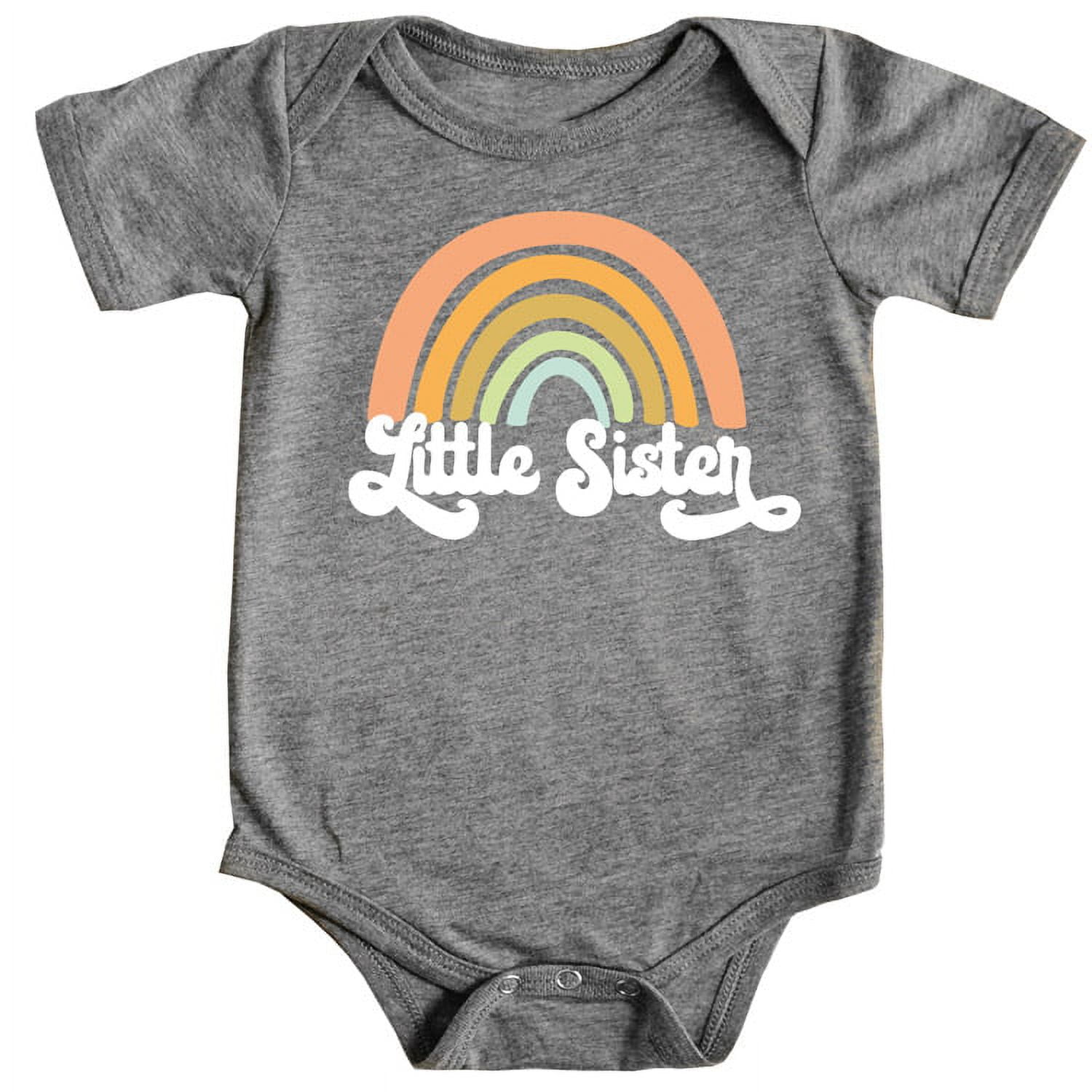 Retro Rainbow Little Sister Sibling Reveal Announcement Bodysuit for ...