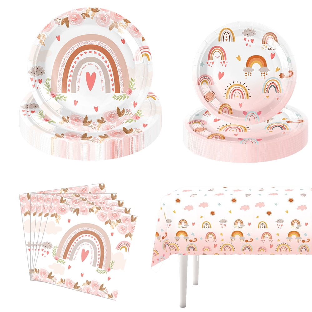 Retro Rainbow Party Supplies Boho Rainbow Themed Happy Birthday Party ...