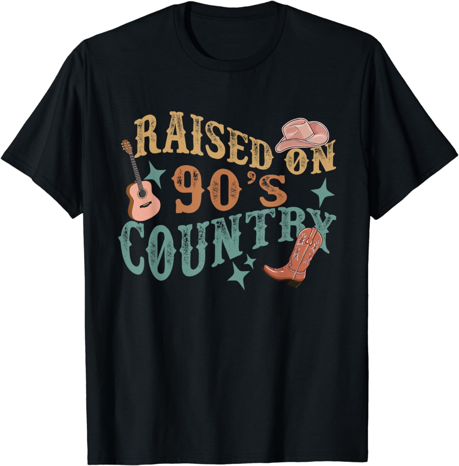 Retro Raised On 90's Country Boho Vintage Western Cowboy T-Shirt ...