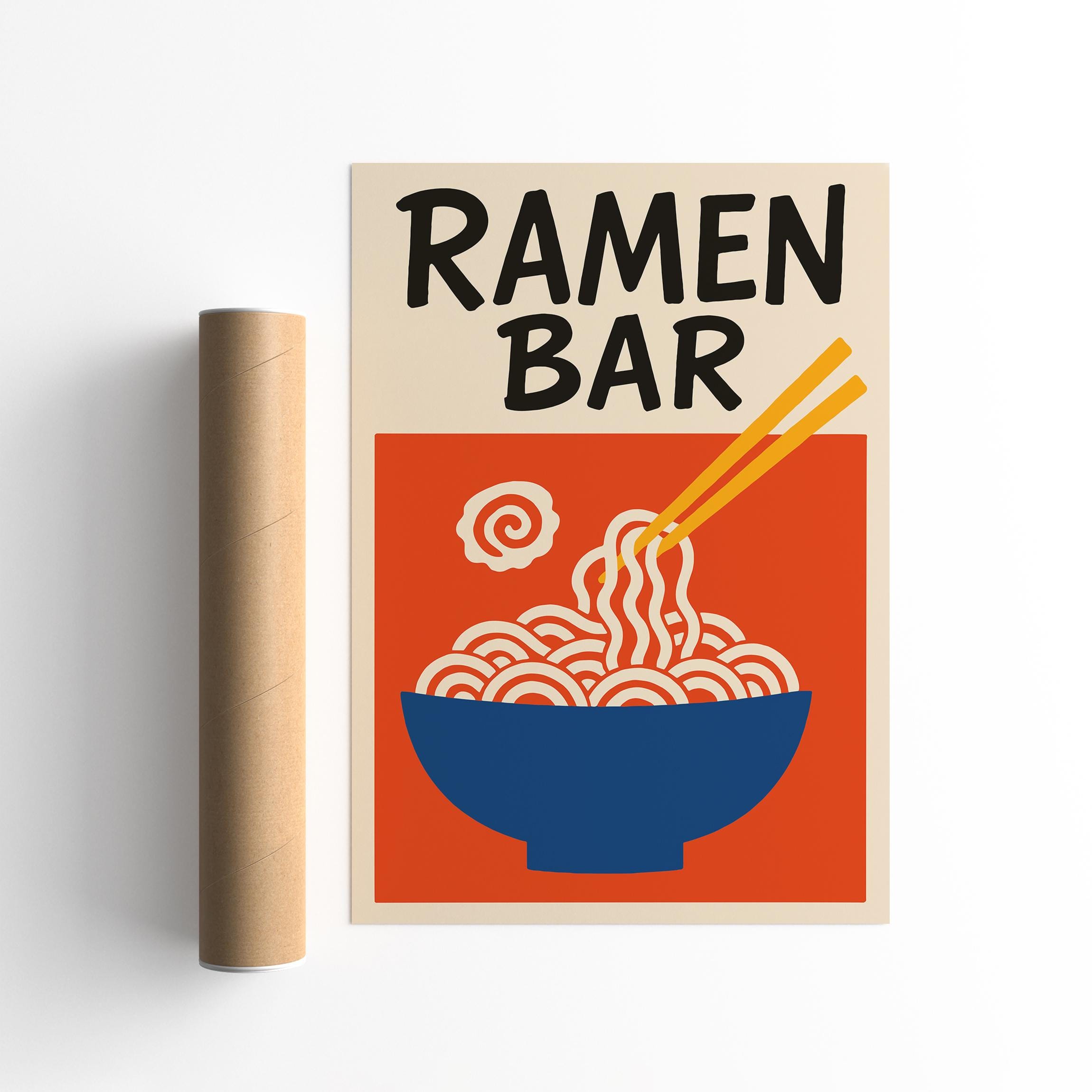 Retro Ramen Bar Poster: Vintage Japanese Noodle Bowl Art UNFRAMED ...