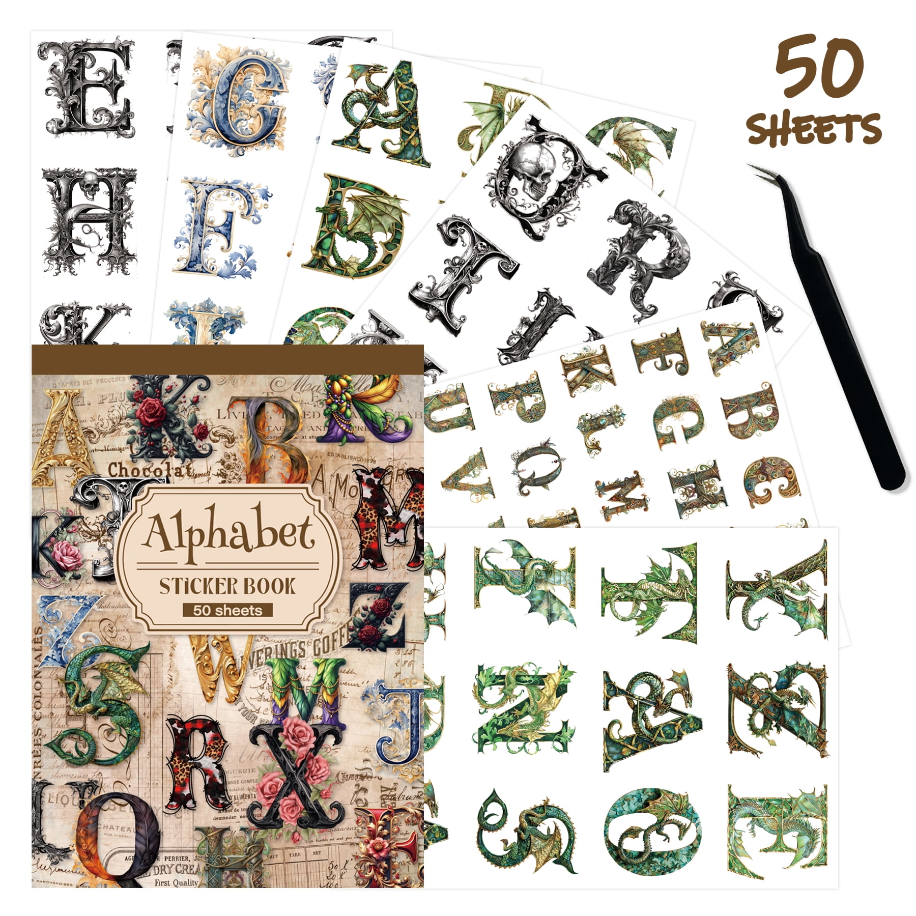 Retro Ransom Note Sticker Book 50 Sheets 450 Pcs Vintage Alphabet ...