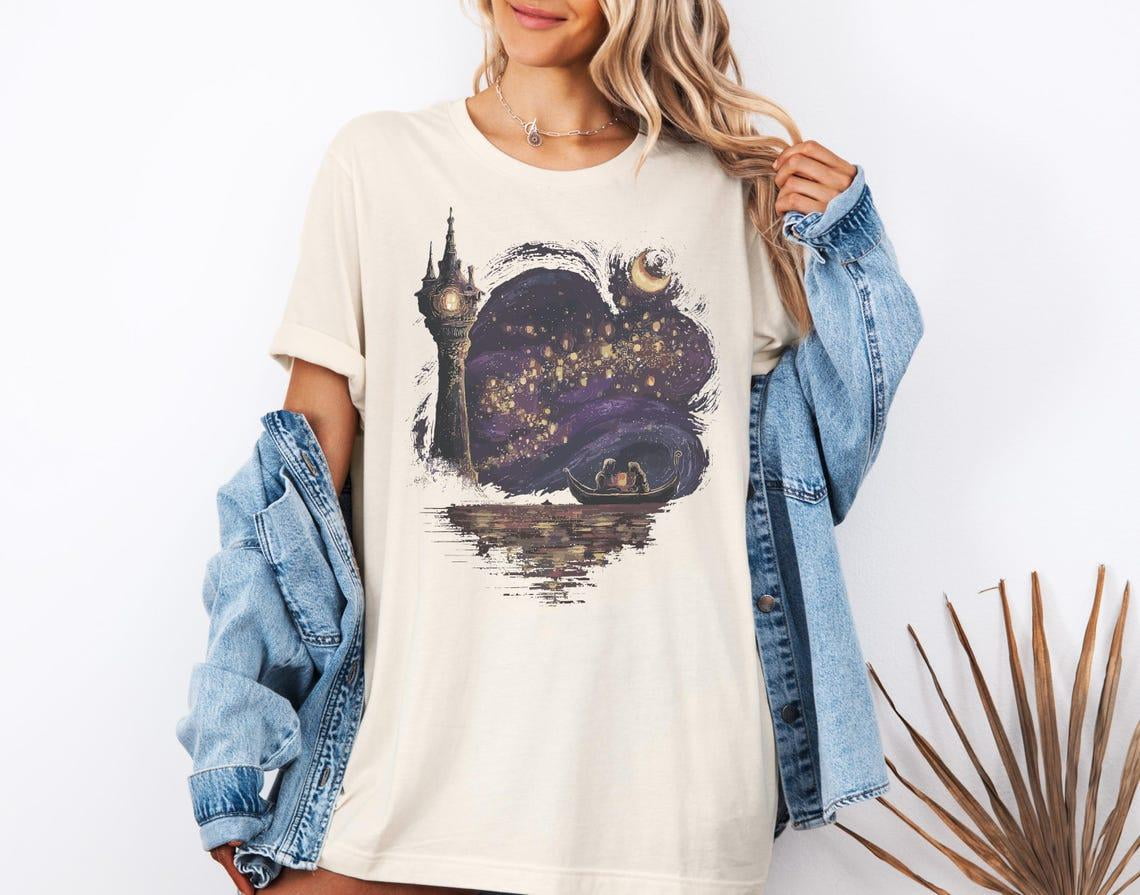 Retro Rapunzel Tangled Shirt, Rapunzel Shirt, Tangled Lanterns Shirt, Floral Rapunzel Shirt ...