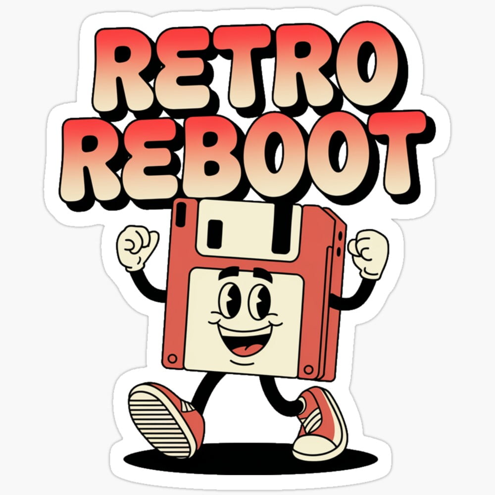 Retro Reboot Floppy Disk Stickerphone Decal Water Bottle Stickers ...