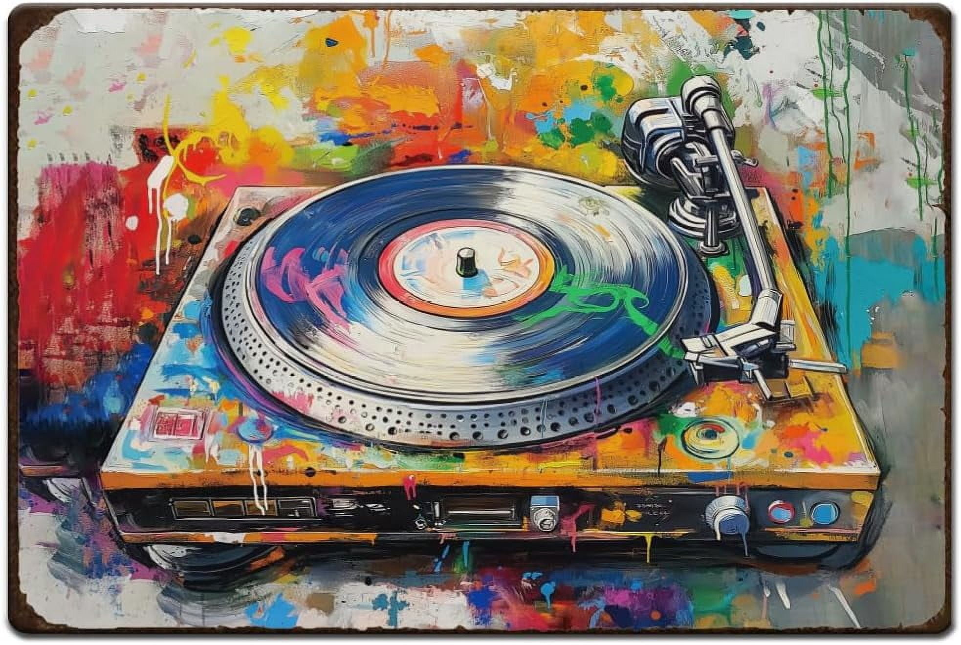 Retro Record Player Metal Signs Musical Theme Tin Signs Colorful ...