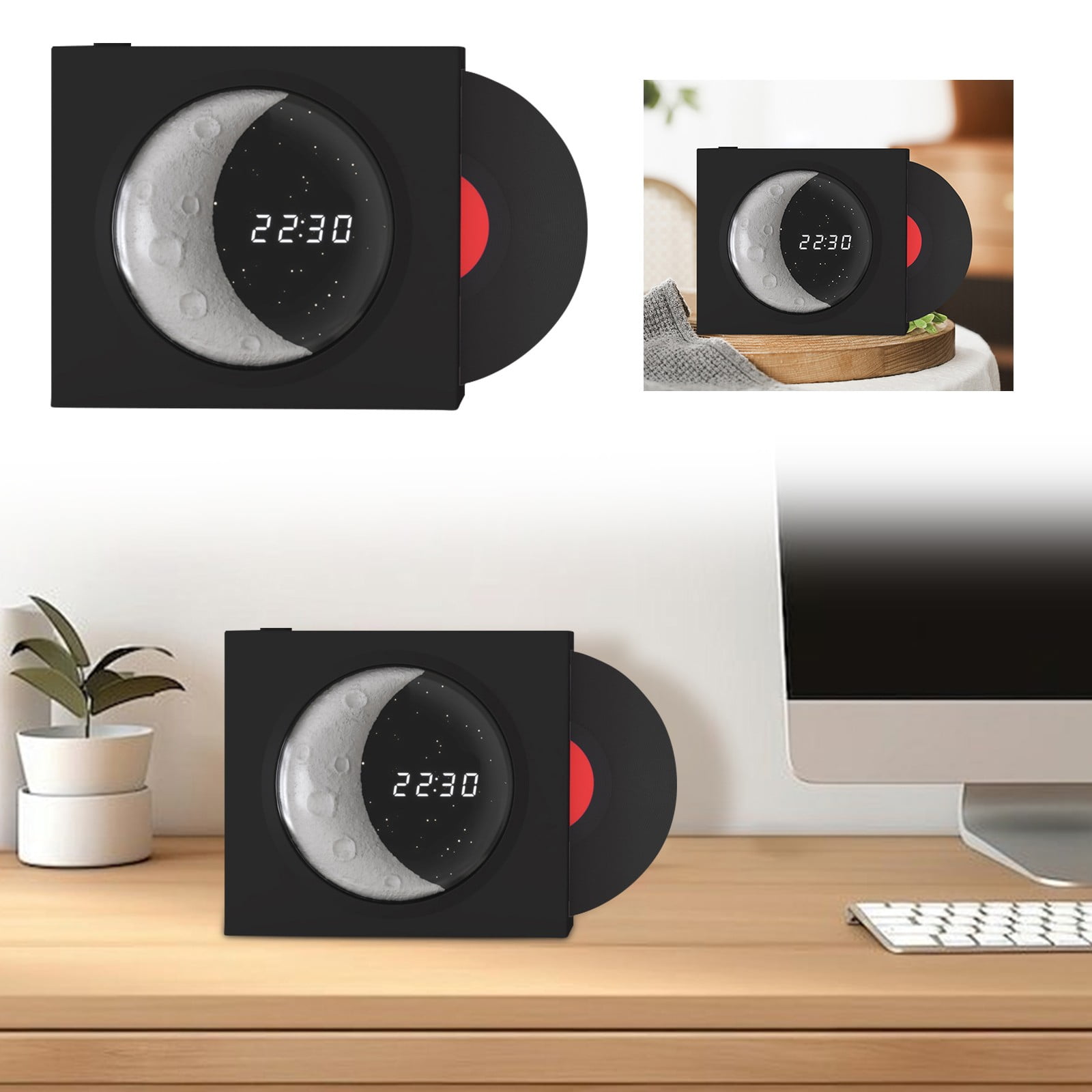 Retro Record Player Speaker Music Speaker with USB Charging and Moon ...