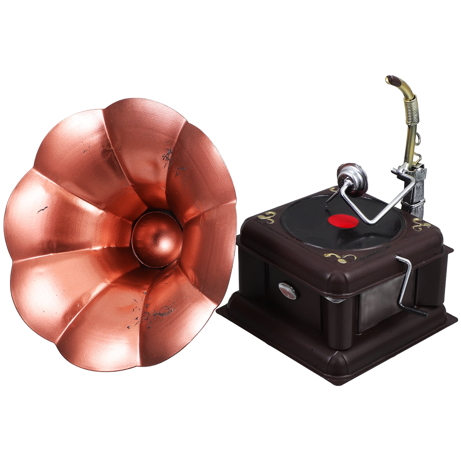 Retro Record Player Vintage Gramophone Music Box Hand-Cranked Mechanism ...