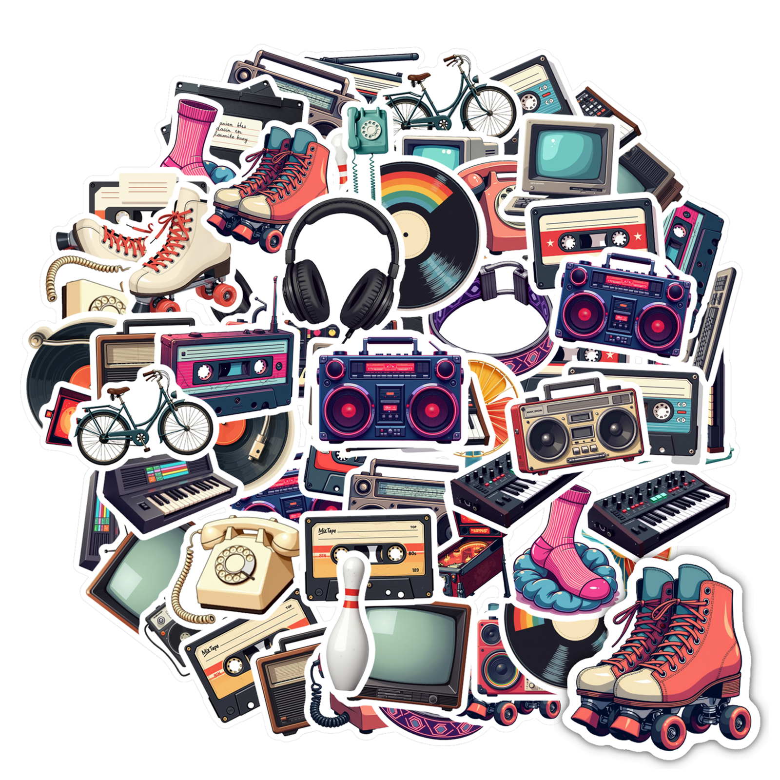 Retro Recording Stationery Stickers Animated DIY Stickers Electronic ...