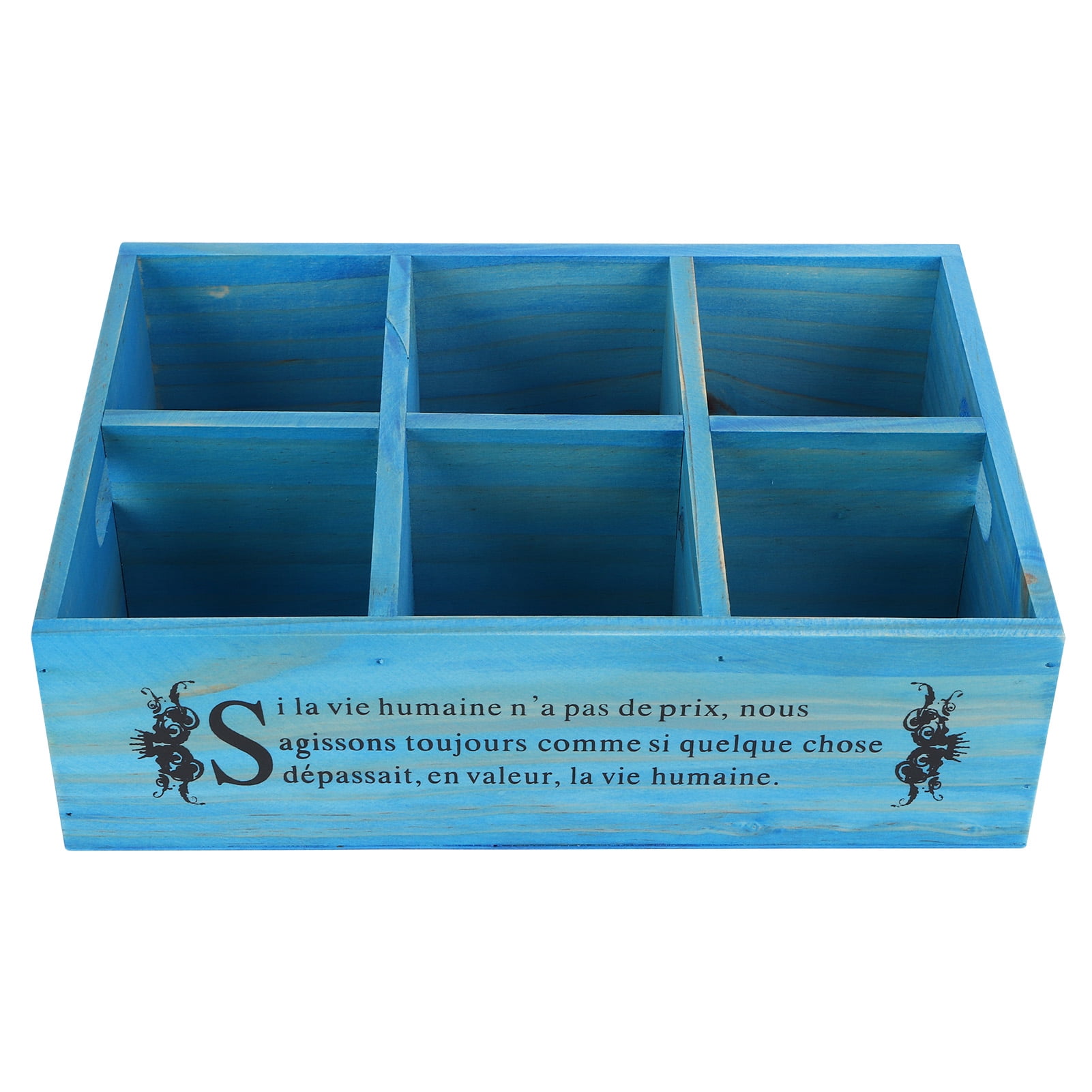 Retro Rectangle Desktop Storage Box 6 Divided Sections Tray Multi ...