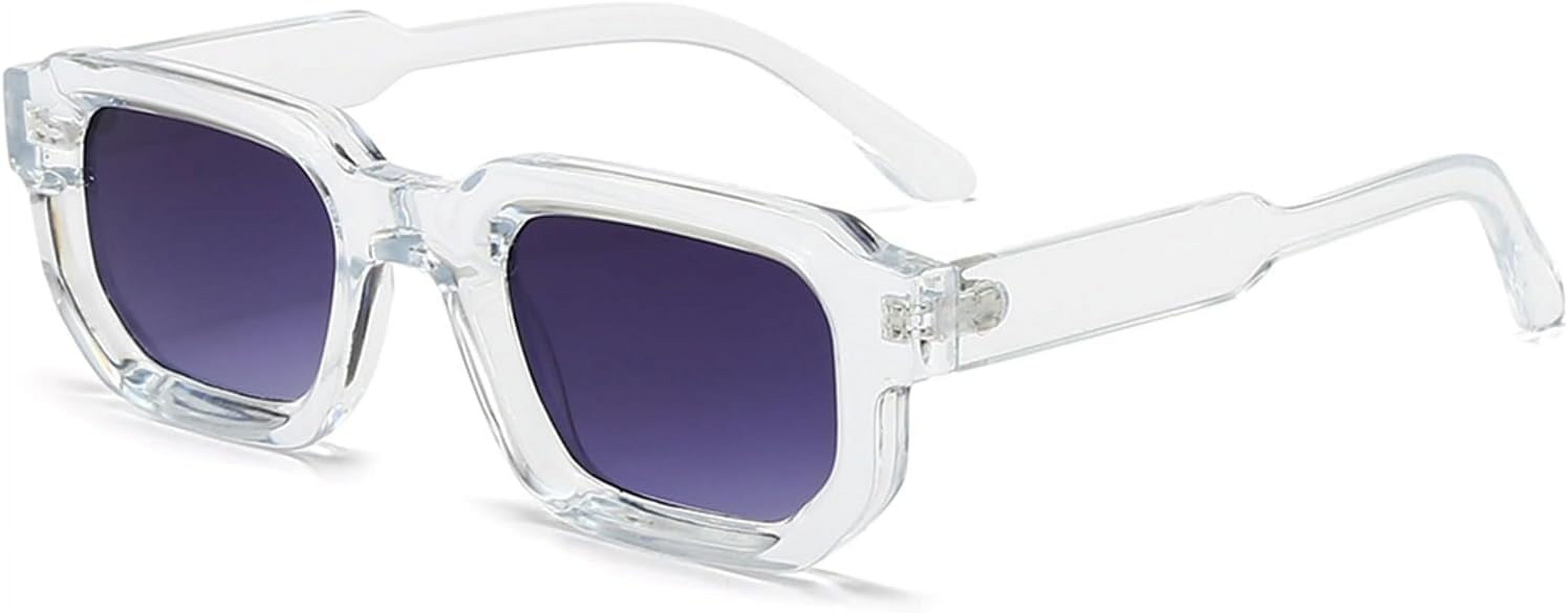 Retro Rectangle Sunglasses for Men Women Trendy Small Square Thick ...
