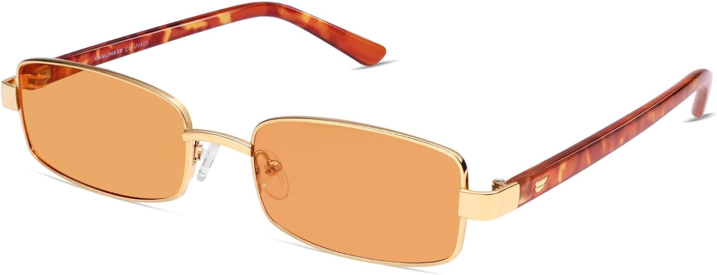 Retro Rectangle Sunglasses for Women Men Small 90s Trendy Slim Narrow ...