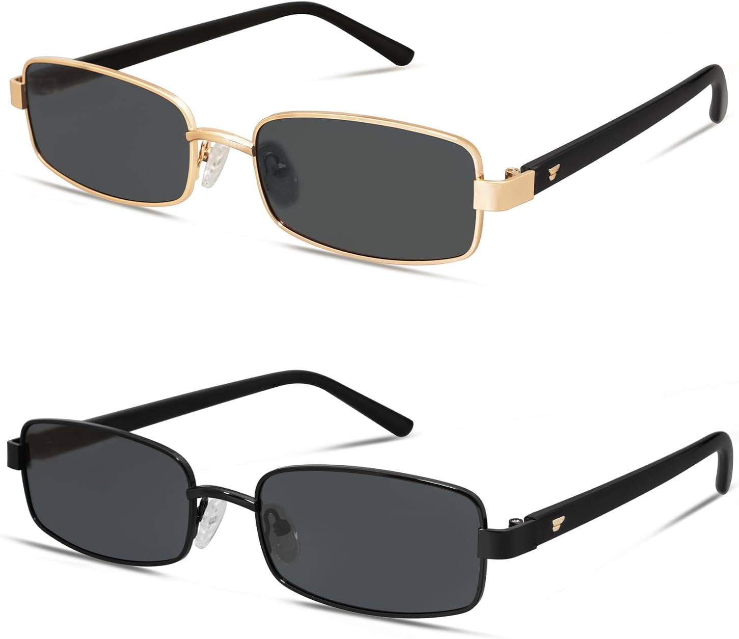 Retro Rectangle Sunglasses for Women Men Small 90s Trendy Slim Narrow ...