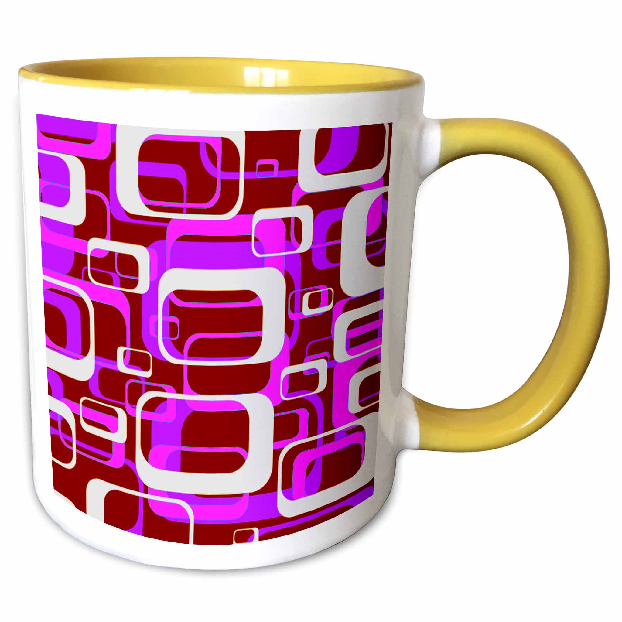 3drose, Retro Rectangular Shapes in Red, Gray, Purple and Pink, 15oz ...