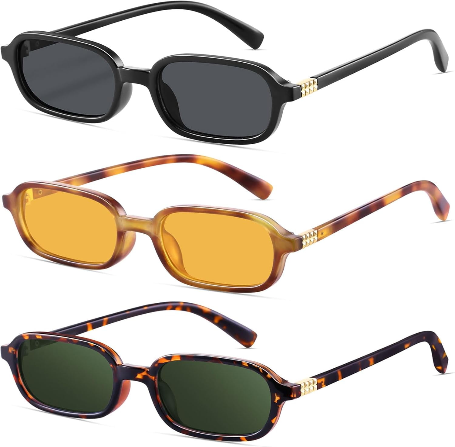 Retro Rectangular Sunglasses for Women Narrow Trendy Small 90s Style ...