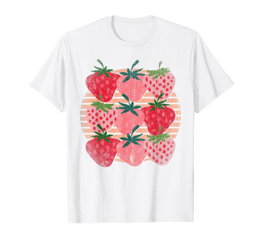 Retro Red Berry Fruit Cottagecore Strawberry T-Shirt - Walmart.com