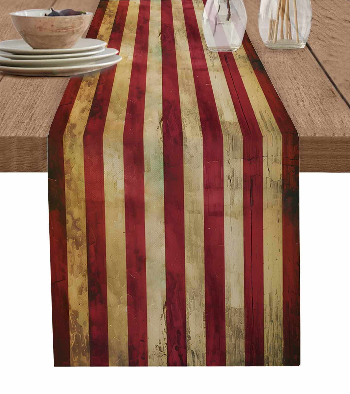Retro Red Blue USA Flag Table Runner American Flag Vintage Tablerunners ...