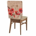 Retro Red Chair Back Covers Set of 4, Poppy Plant Flower Butterfly ...
