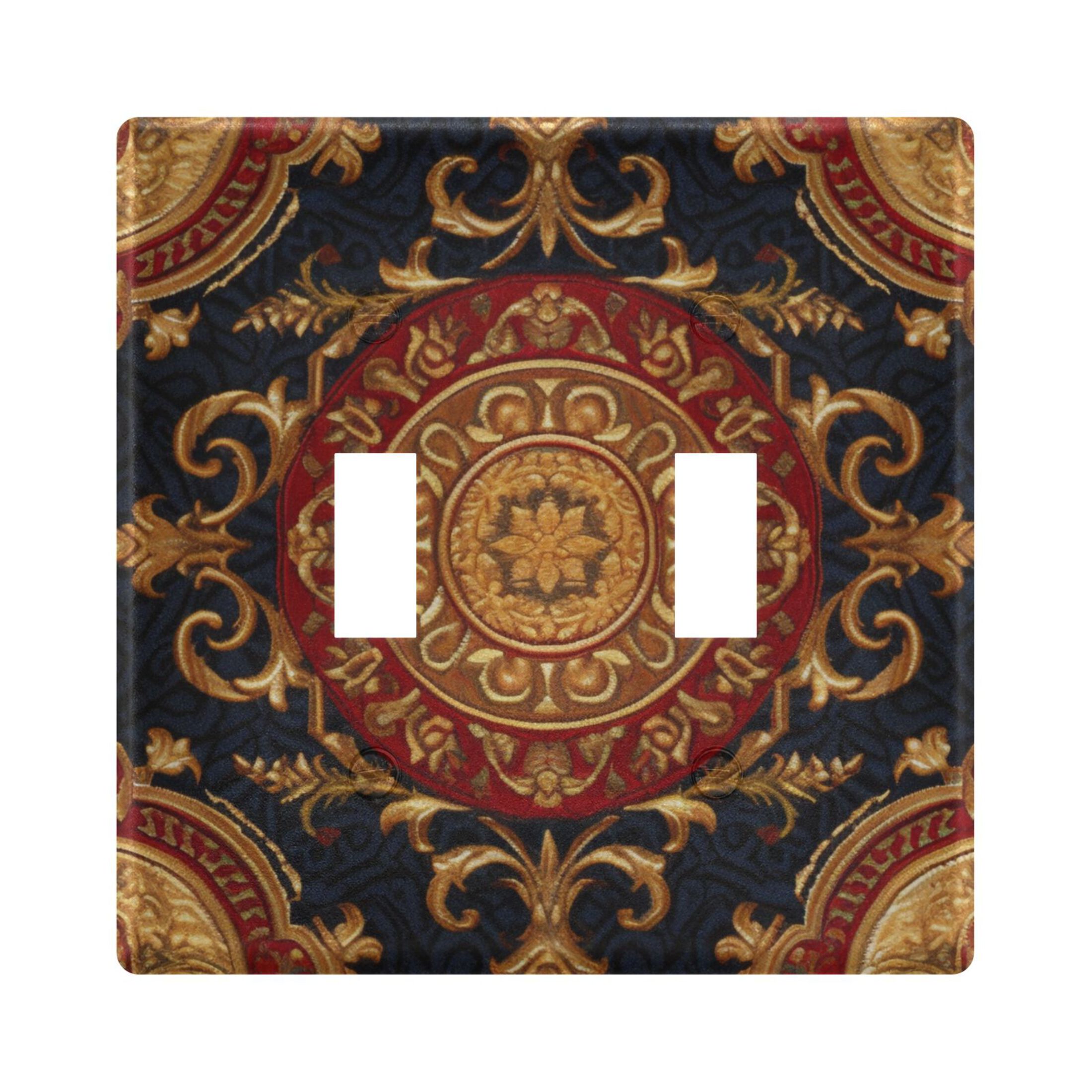 Retro Red Mandala Light Switch Plate Covers 2 Gang Wall Plate Plastics ...