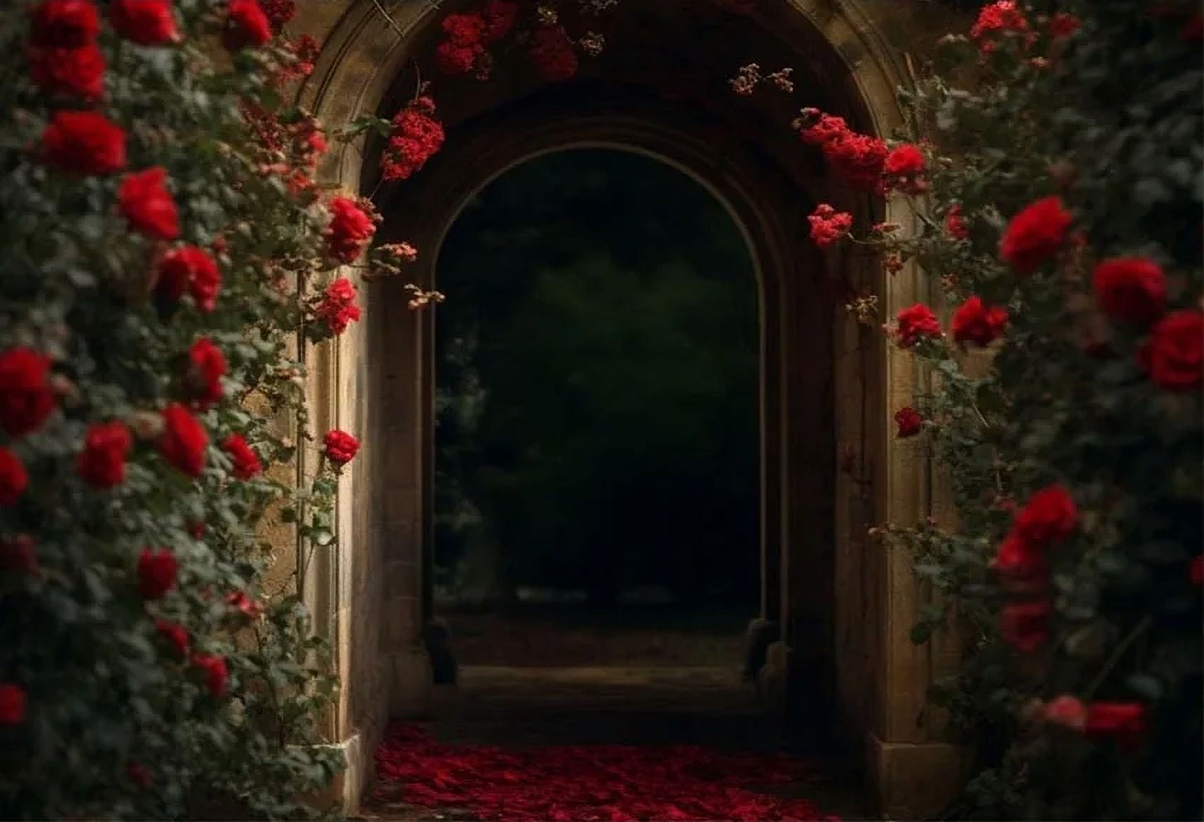Retro Red Rose Arch Floral Adult Birthday Wedding Maternity Portrait r ...