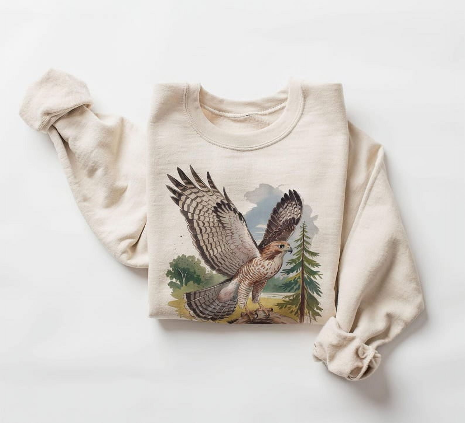 Retro Red Tailed Hawk Wings Spread Birding Sweatshirt - 90s Vintage ...