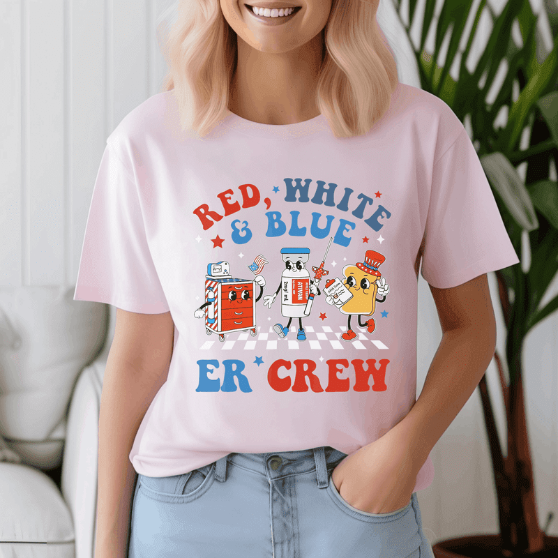 Retro Red White Blue Er Crew Emergency Room 4Th Of July - Walmart.com