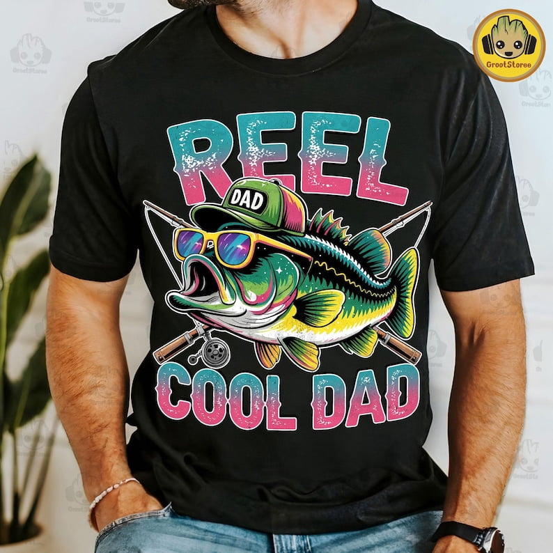 Retro Reel Cool Dad, Bass Fishing, Wishin' I Was Fishin, Fishing Dad ...
