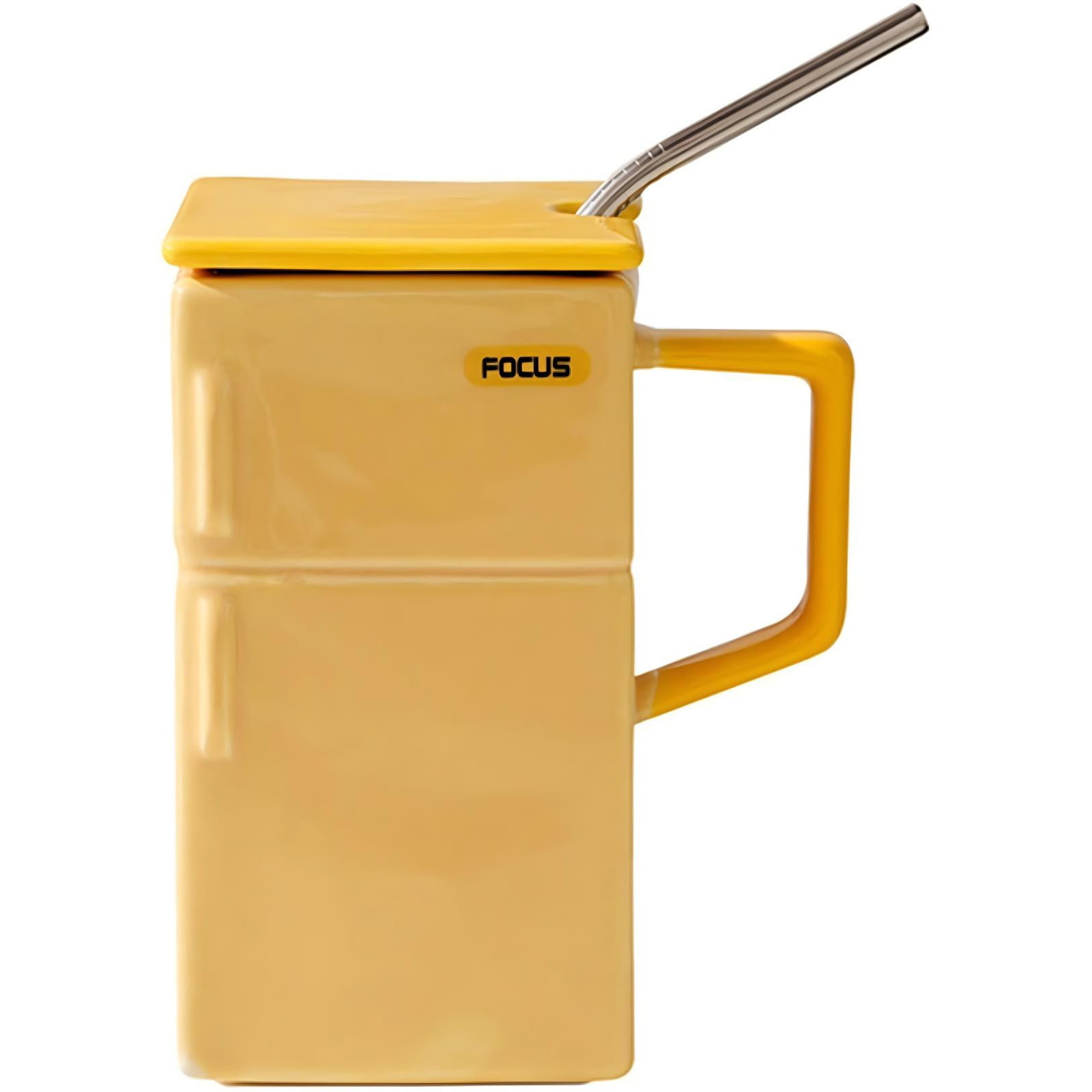 Retro Refrigerator Ceramic Cup With Lid & Straw – Idea For Couples ...