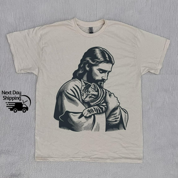 Retro Religious Jesus Hugs Cat Christ Shirt, Jesus T-shirt, Faith ...