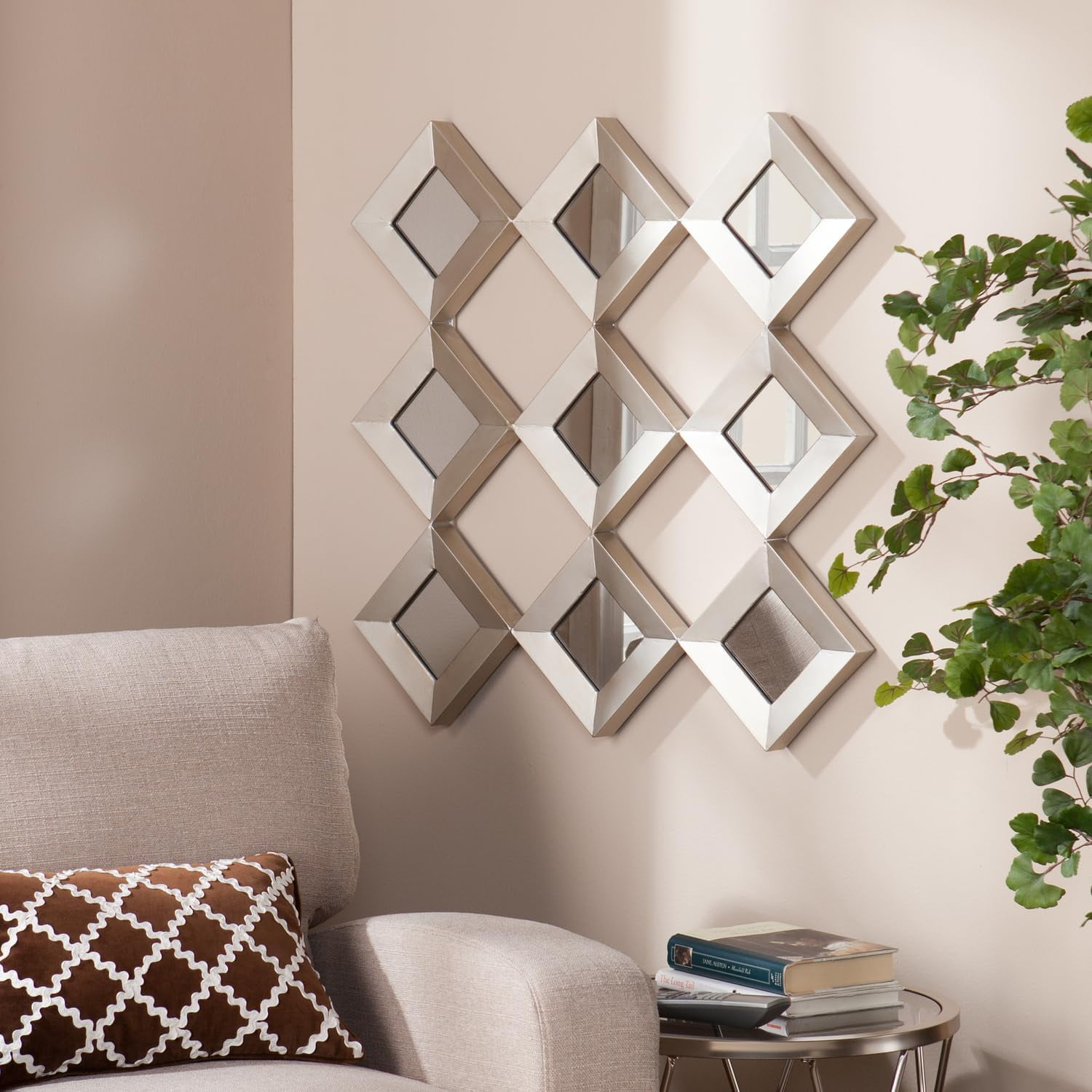 Retro Renaissance Mirrored Squares Wall Sculpture with Antiqued Finish ...