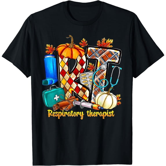 Retro Respiratory Therapist Pumpkin Fall Autumn Rt Nurse T-Shirt ...