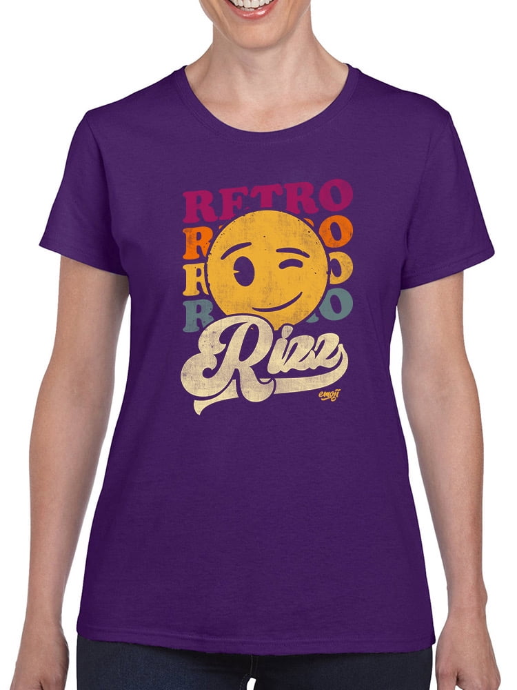 Retro Rizz - Vintage Winking Emoji Graphic Women's T-shirt - Walmart.com
