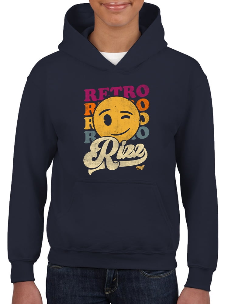 Retro Rizz - Vintage Winking Emoji Graphic Youth's Hoodie - Walmart.com