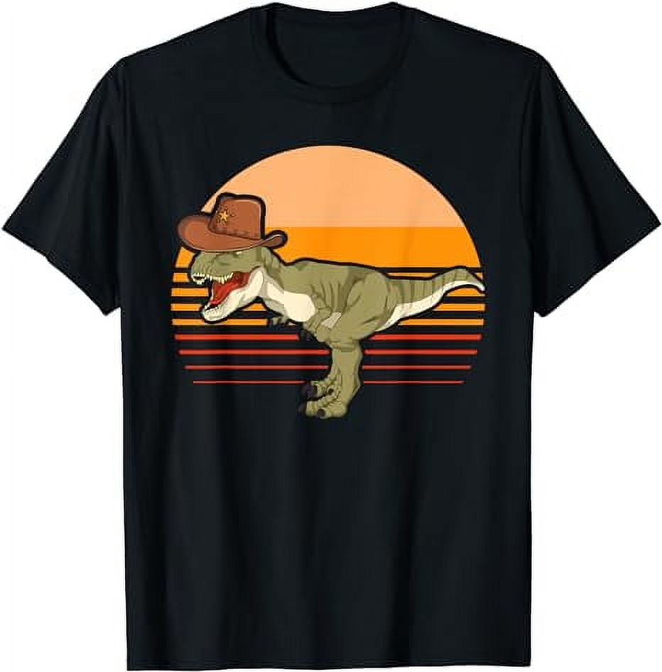 Retro Roar Dino Hat Roaring T-Rex Cowboy Dinosaur T-Shirt - Walmart.com