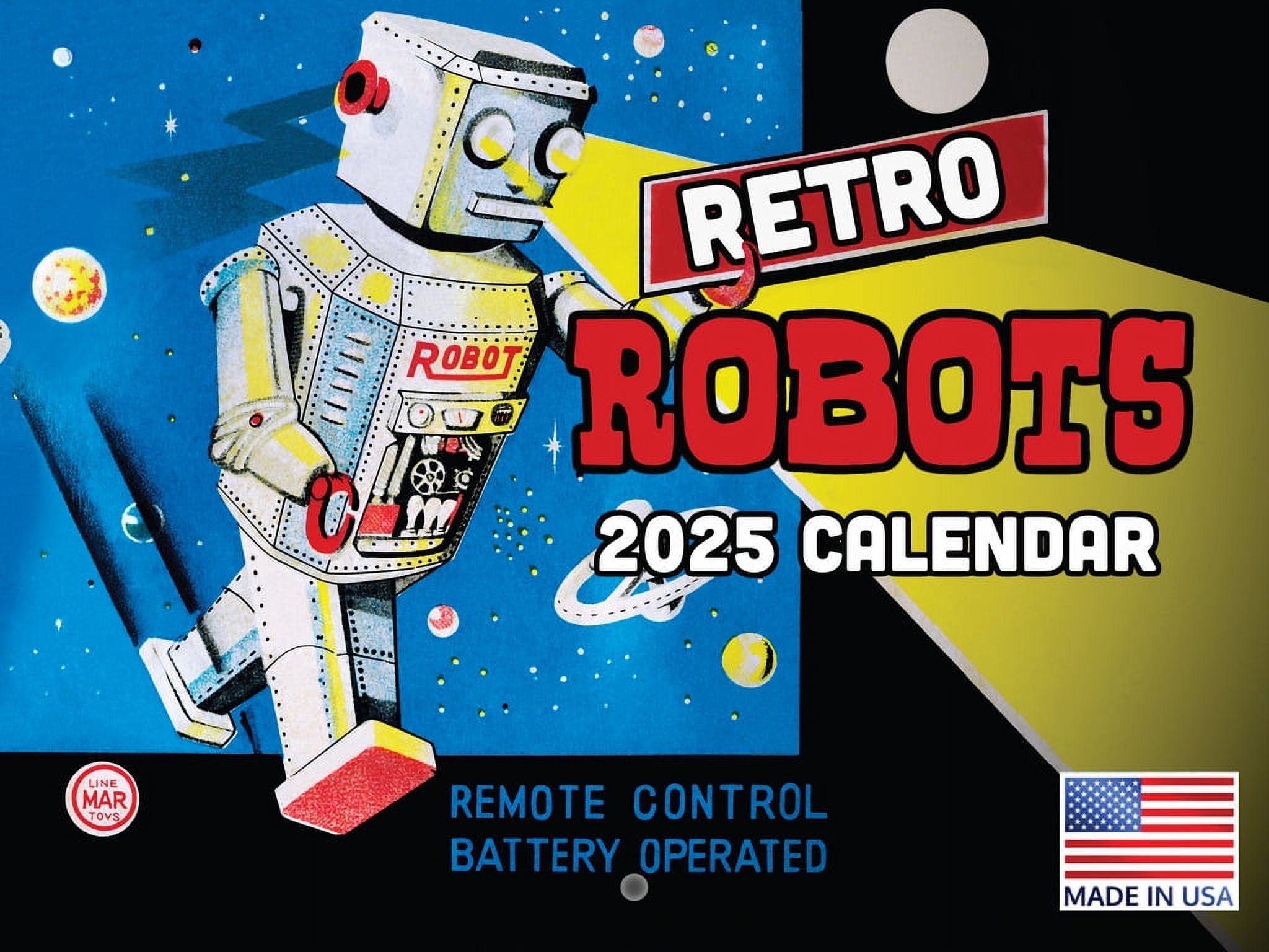 Retro Robot Calendar 2025 Monthly Wall Calender 12 Month | American ...
