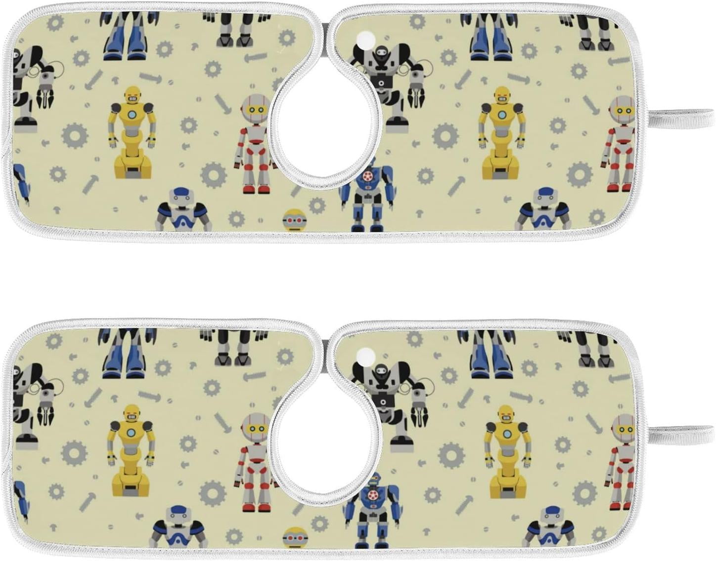 Retro Robot Pattern 2PCS Faucet Absorbent Mat Kitchen Faucet Sink ...