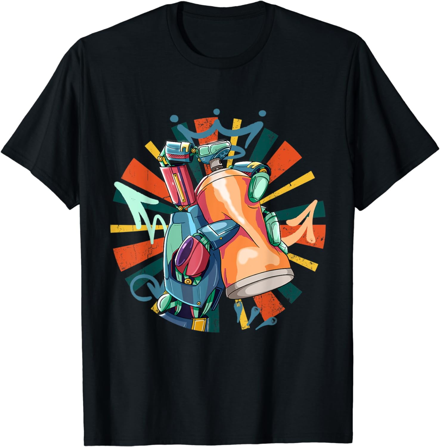 Retro Robot Spray Paint | Vintage Graffiti Artist T-Shirt - Walmart.com