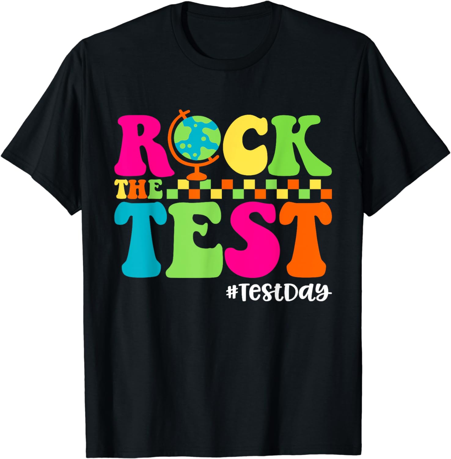 Retro Rock The Test Testing Day Motivational Teacher Student T-Shirt ...