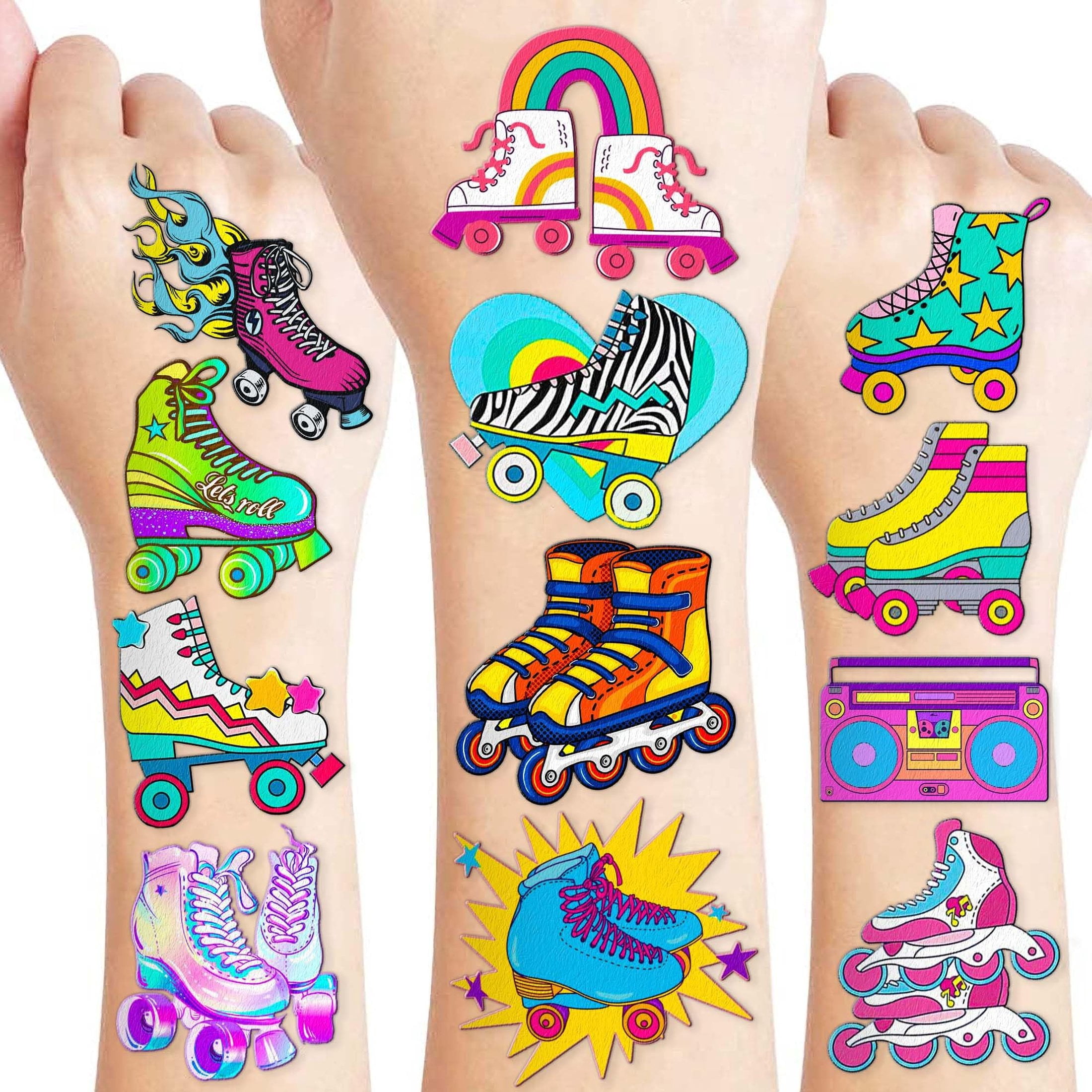 Retro Roller Skate Party Sticker Pack - 80s 90s Theme Decorations ...