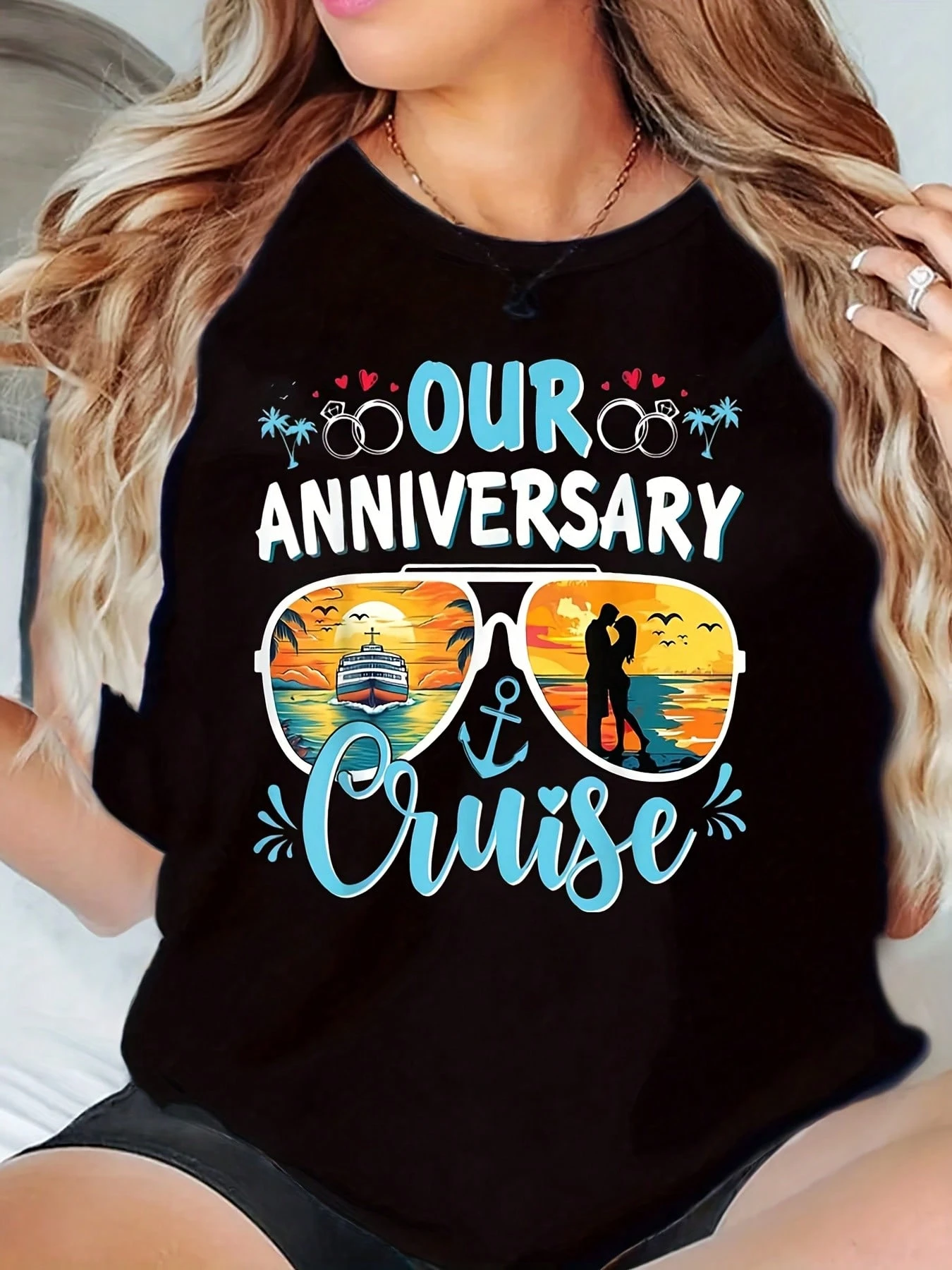 Retro Romantic Our Anniversary Cruise Graphic Tank Top - Funny Nautical ...