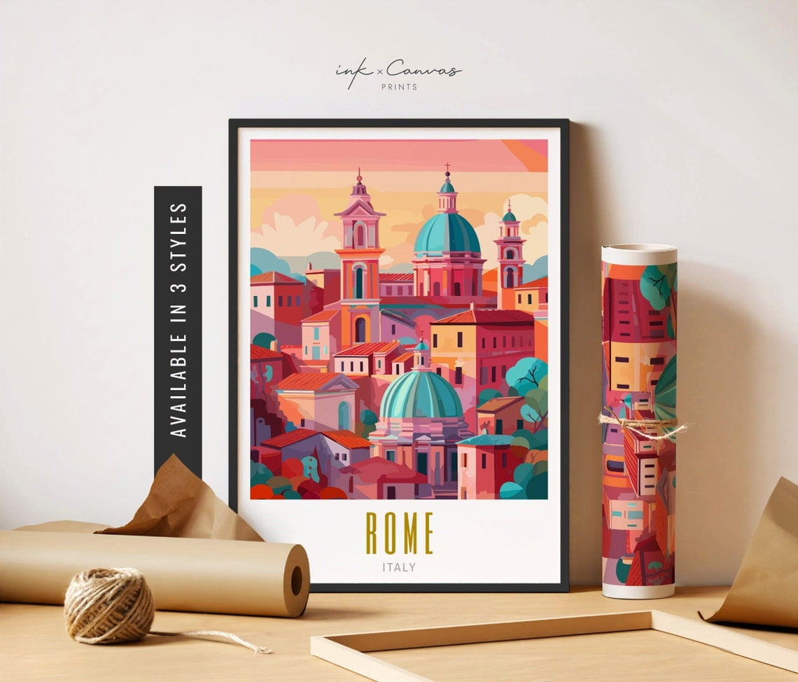 Retro Rome Travel Poster Rome Italy Poster Ancient Rome Poster Vintage ...