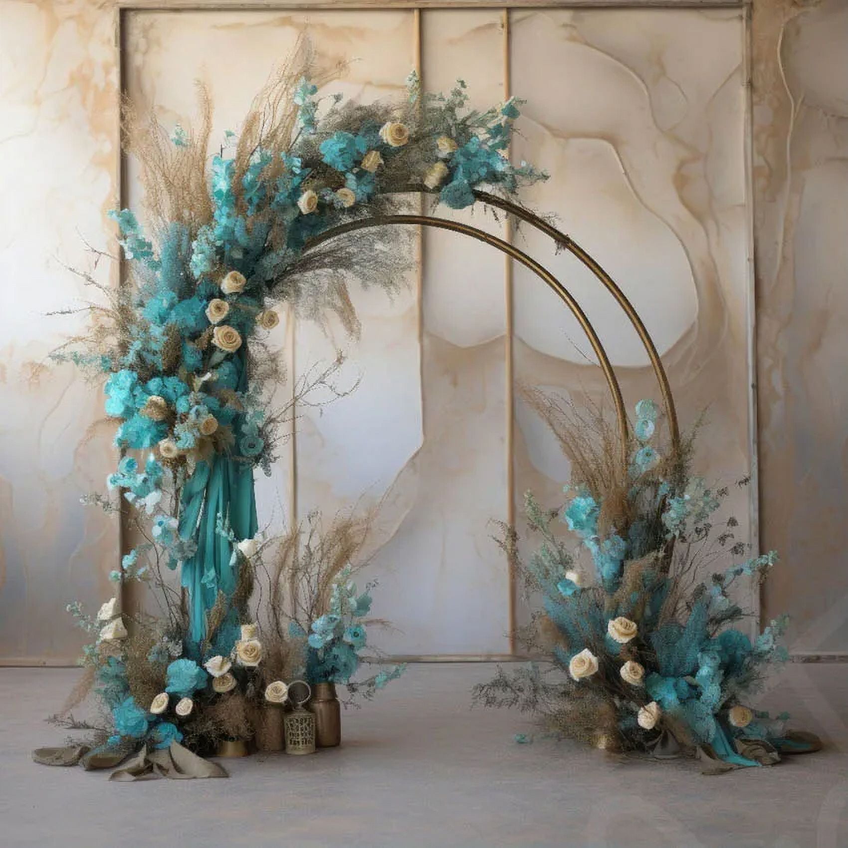 Retro Room Turquoise Floral Adult Birthday Wedding Maternity Portrait r ...