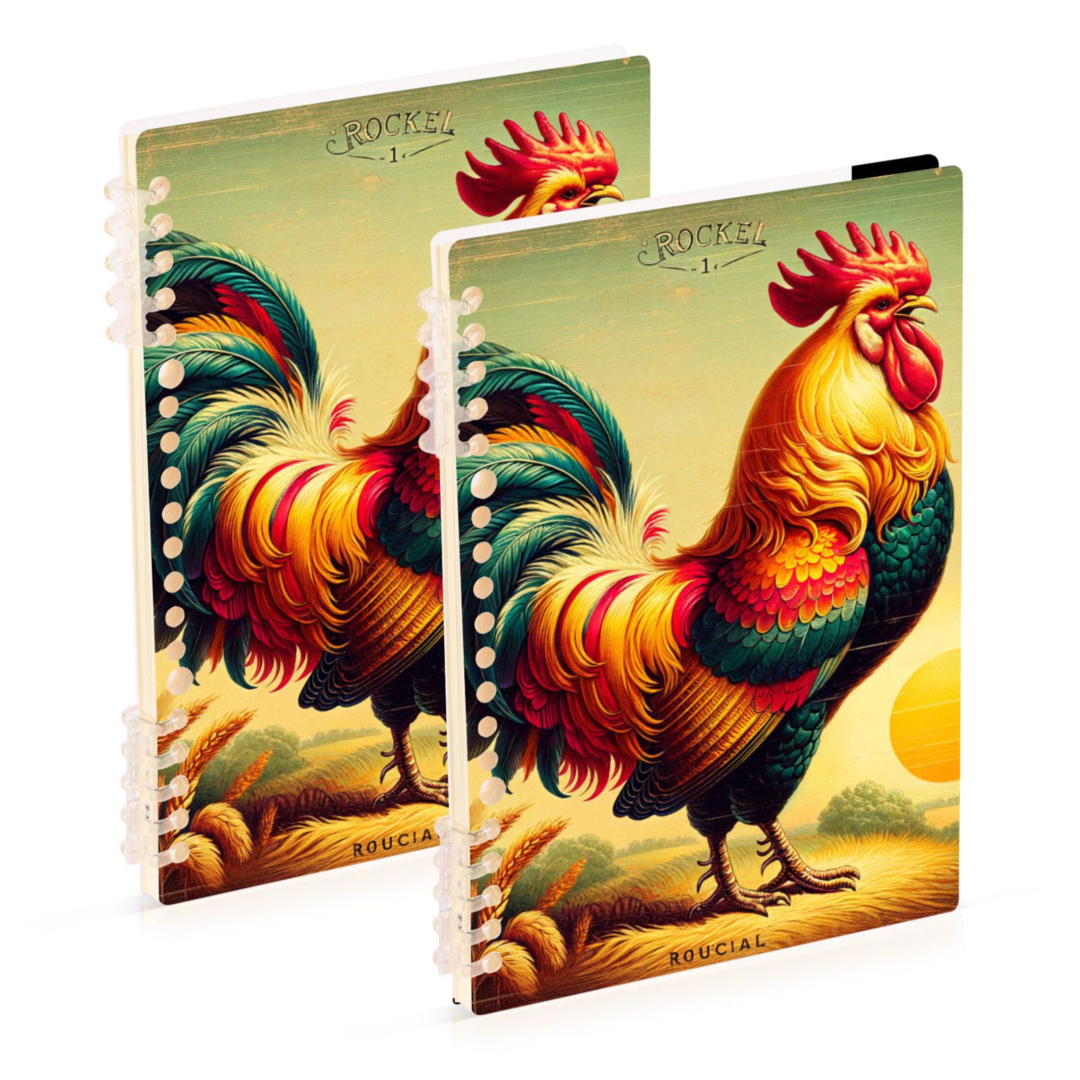 Retro Rooster Ring Binder Notebook Journey Note Diary College Ruled ...