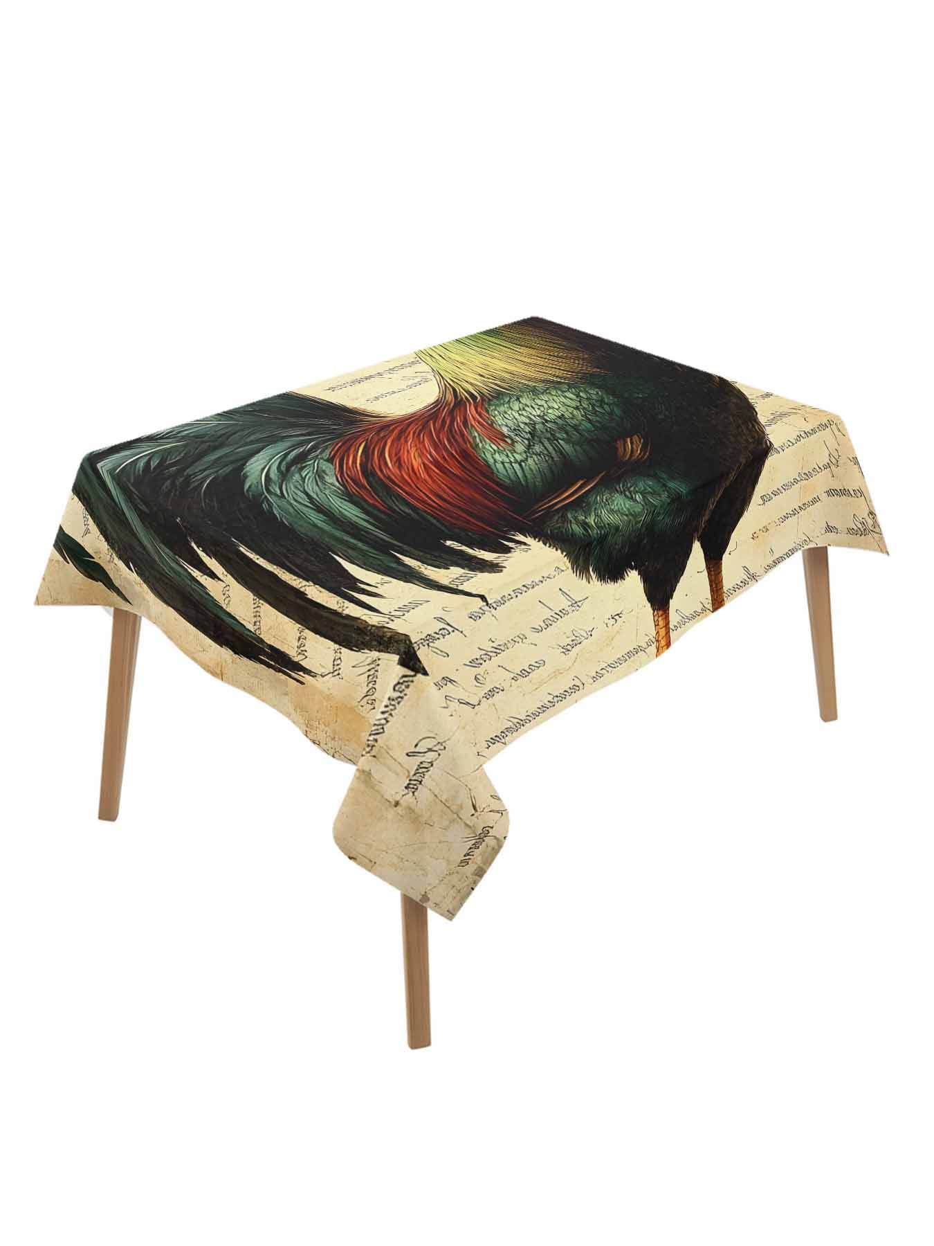 Retro Rooster Table Cloth, Farmhouse Vintage Animal Watercolor ...