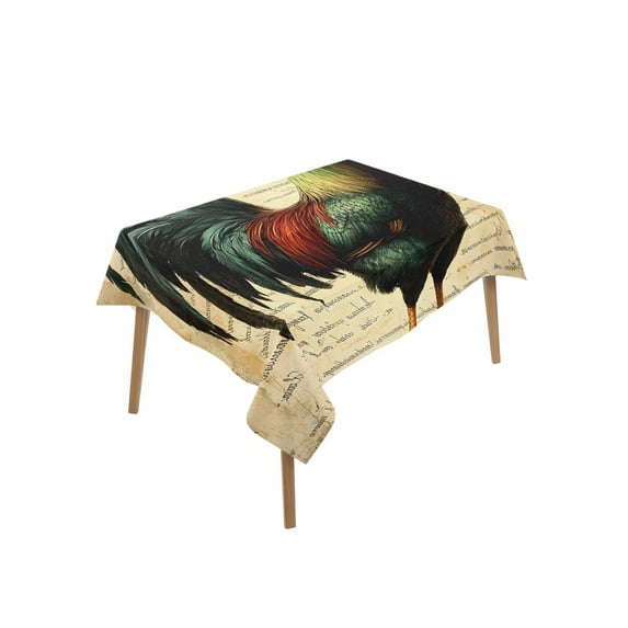 Retro Rooster Table Cloth, Farmhouse Vintage Animal Watercolor ...